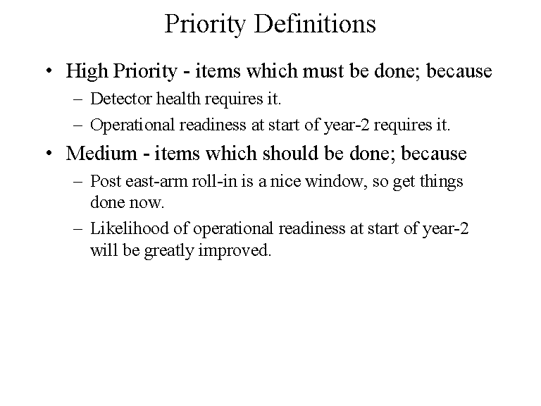 Priority Definitions